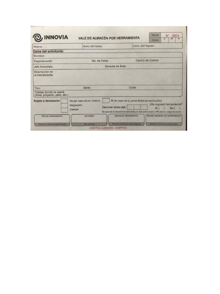 Vale de Herramienta | PDF