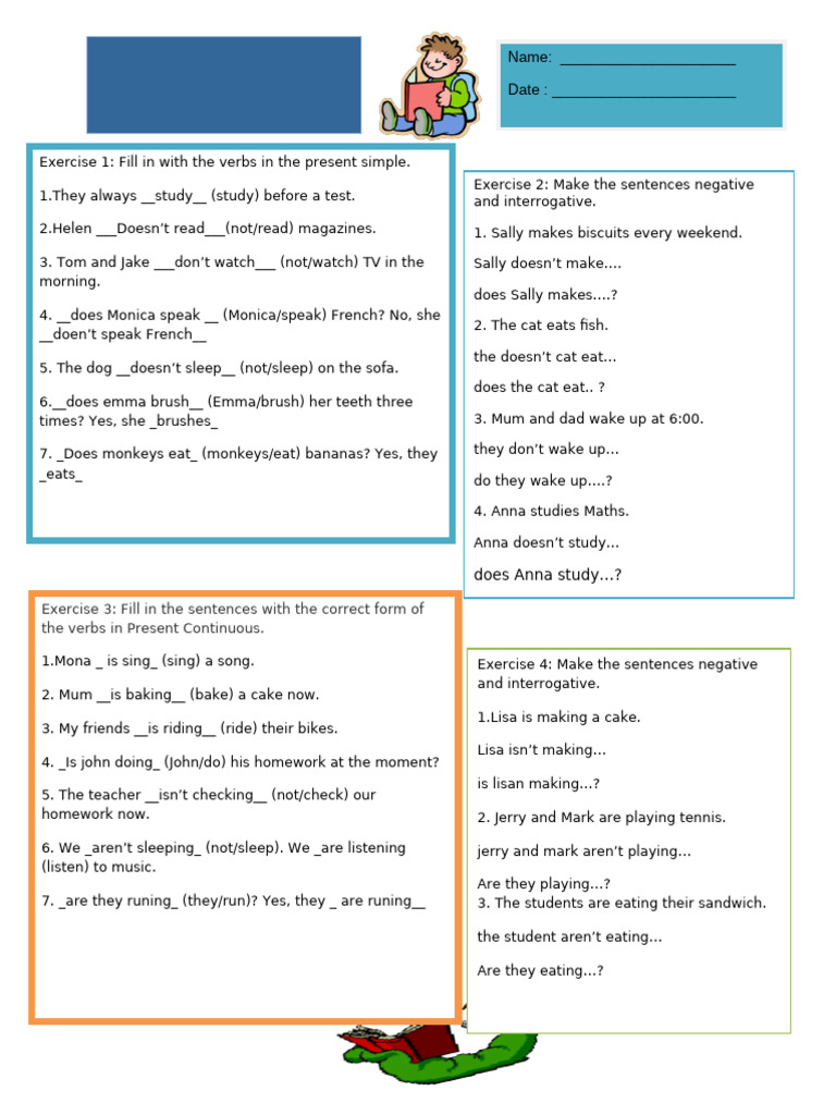 Simple Present Vs Present Continuous (WORD) | PDF | Linguistic Typology ...