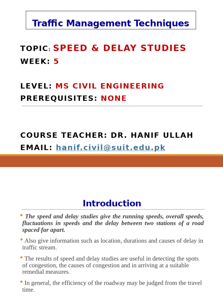 Speed and Delay Study | PDF | Traffic | Road