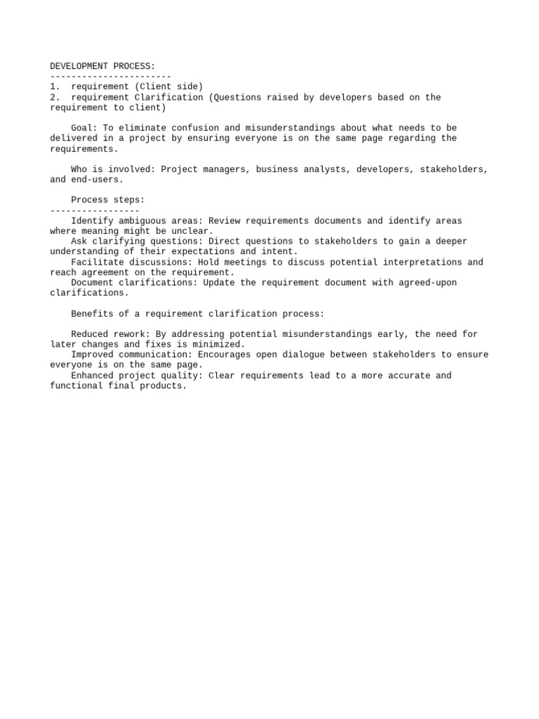 Development Process Steps | Pdf