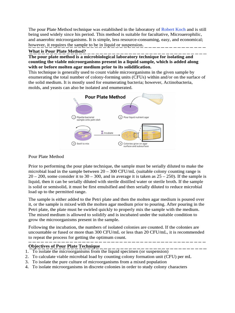 pour plate method (1) | PDF | Colony Forming Unit | Growth Medium