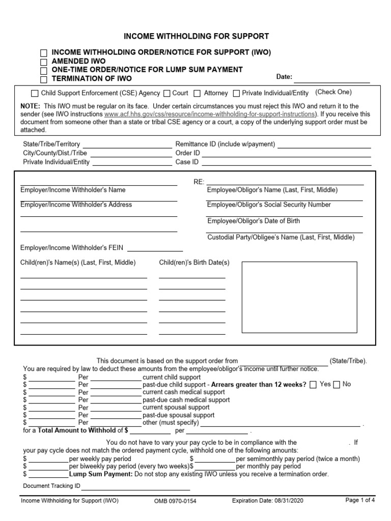 Income Withholding Order for Support | PDF | Fine (Penalty) | Payments