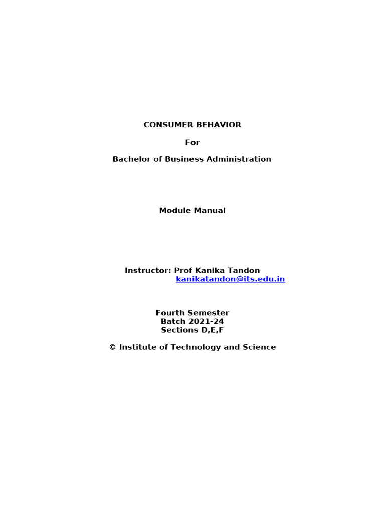 LOLP CB 401 Kanika Tandon | PDF | Consumer Behaviour | Behavior