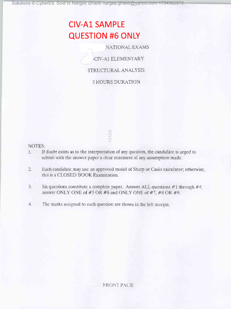 Q6-A1 - Elementary Structural Analysis | PDF
