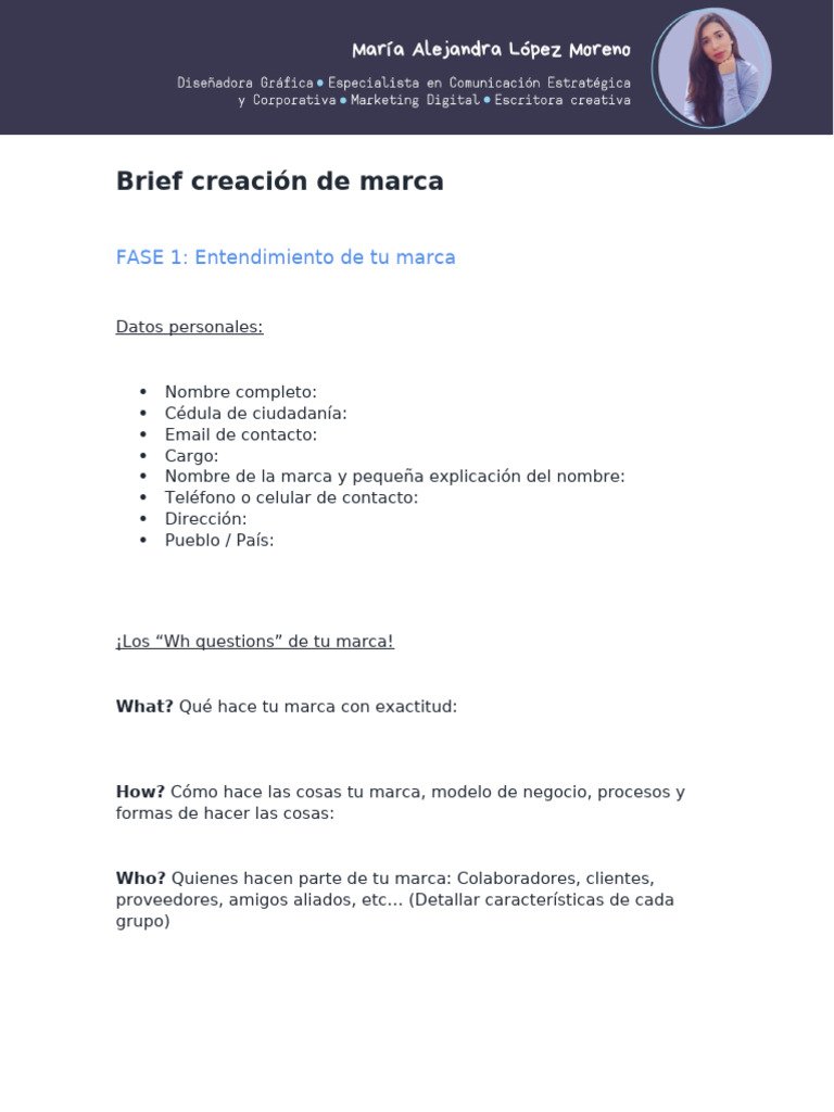 Brief Creación de Marca | PDF