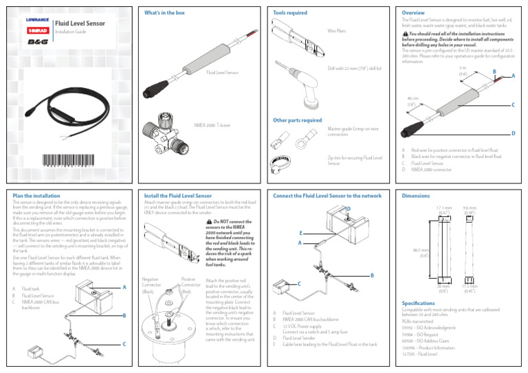 Navico Fluid Level Sensor Installation Guide | PDF | Electrical ...