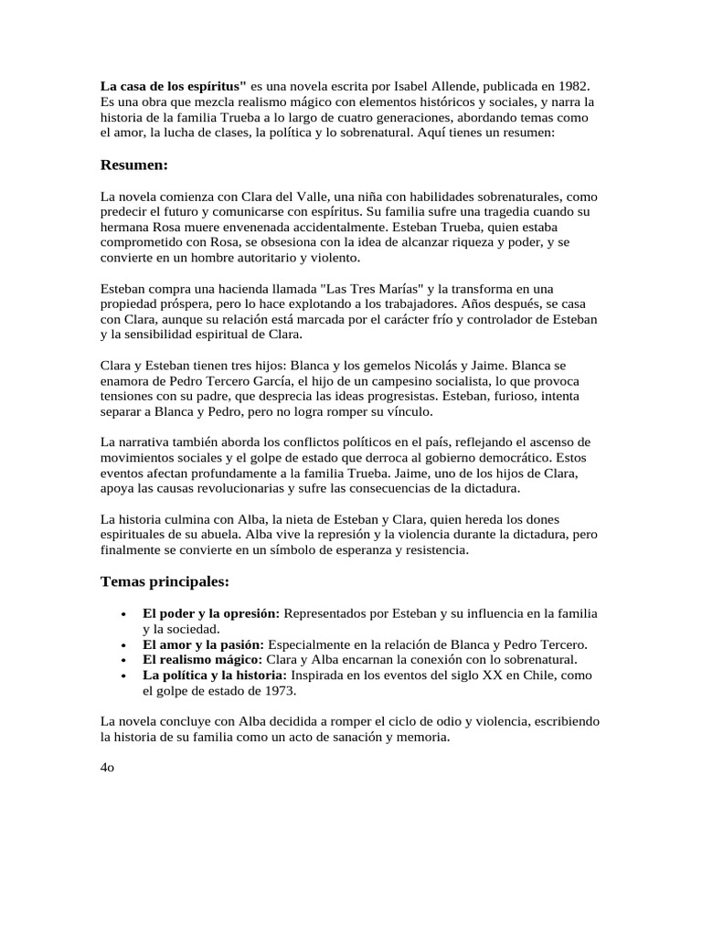 La Casa de Los Espíritus | PDF