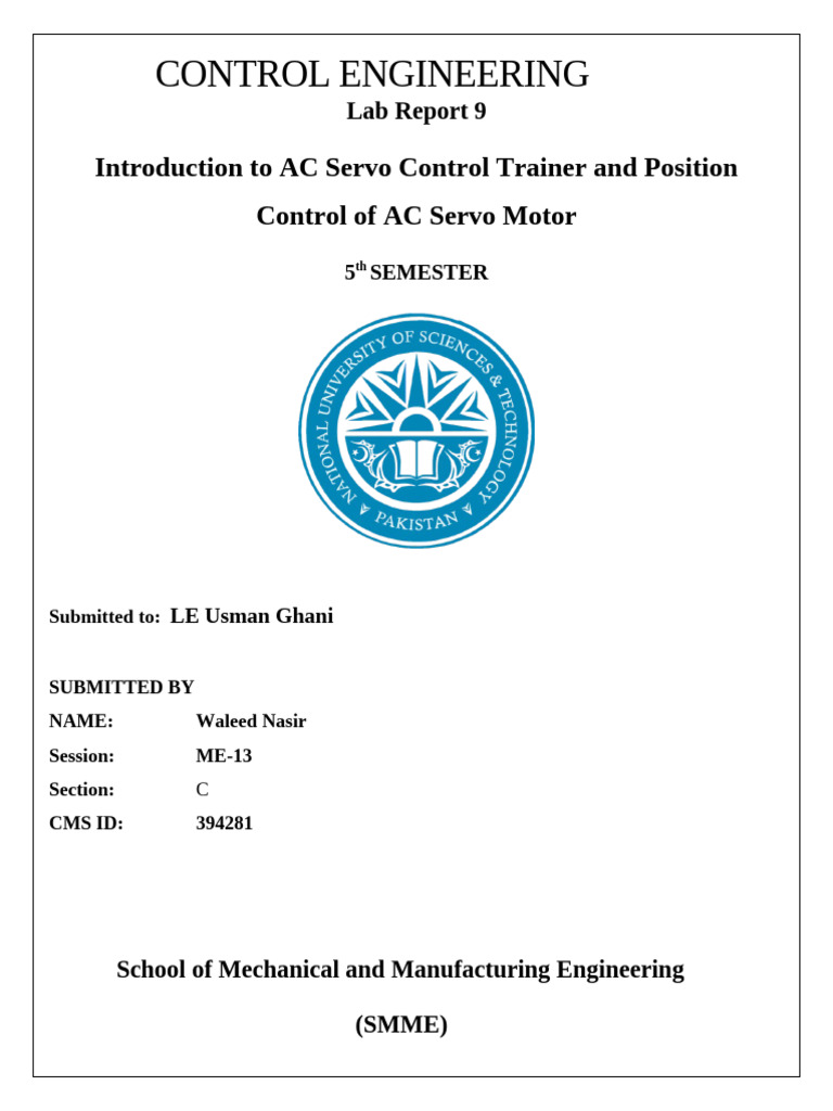 CE Lab 9 - AC Servo Position Control | PDF | Servomechanism ...