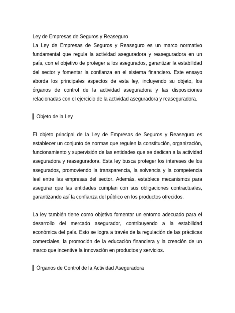 Ley de Seguros: Protección y Estabilidad | PDF | Seguro | Bancos