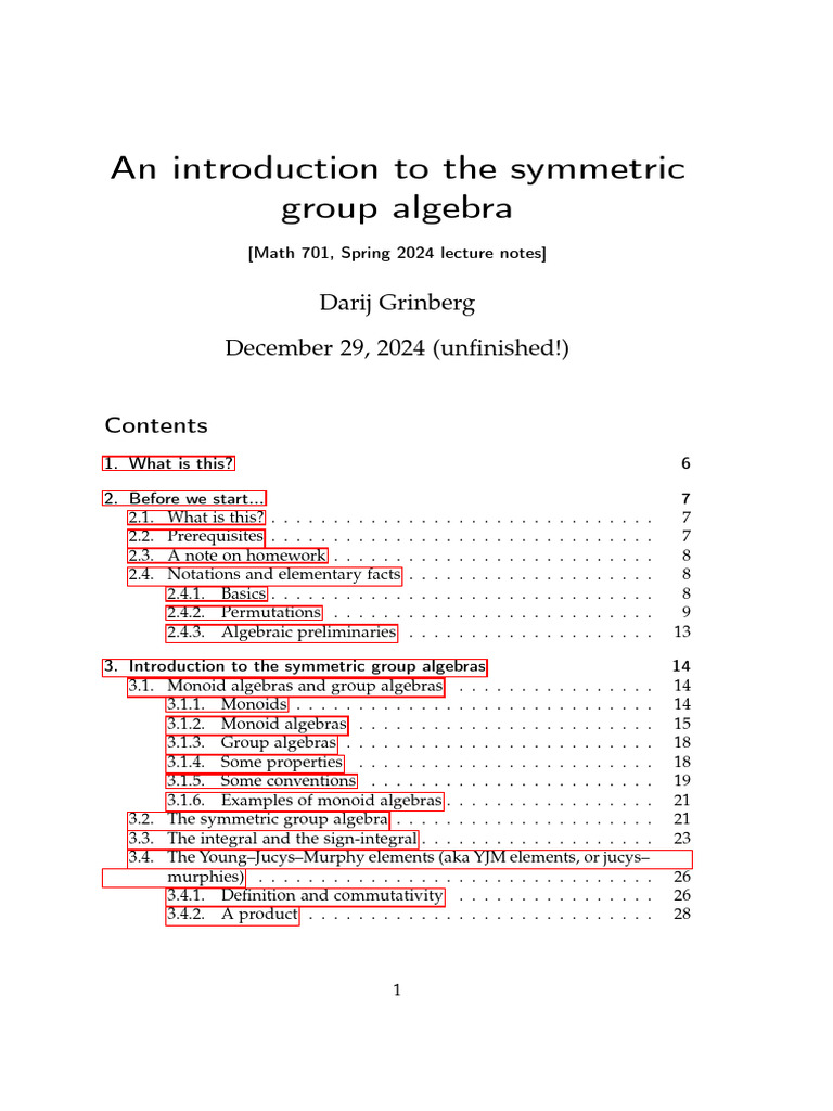 An Introduction To The Symmetric Group Algebra: Darij Grinberg December ...
