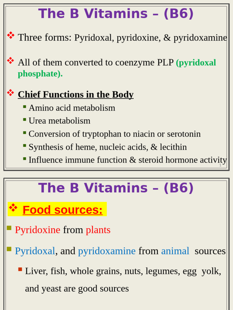 Vitamin B6: Functions, Sources, Deficiency | PDF