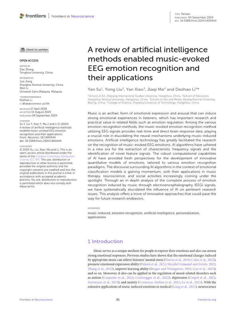 Música - A review of artificial intelligence methods enabled music-evoked EEG emotion ...