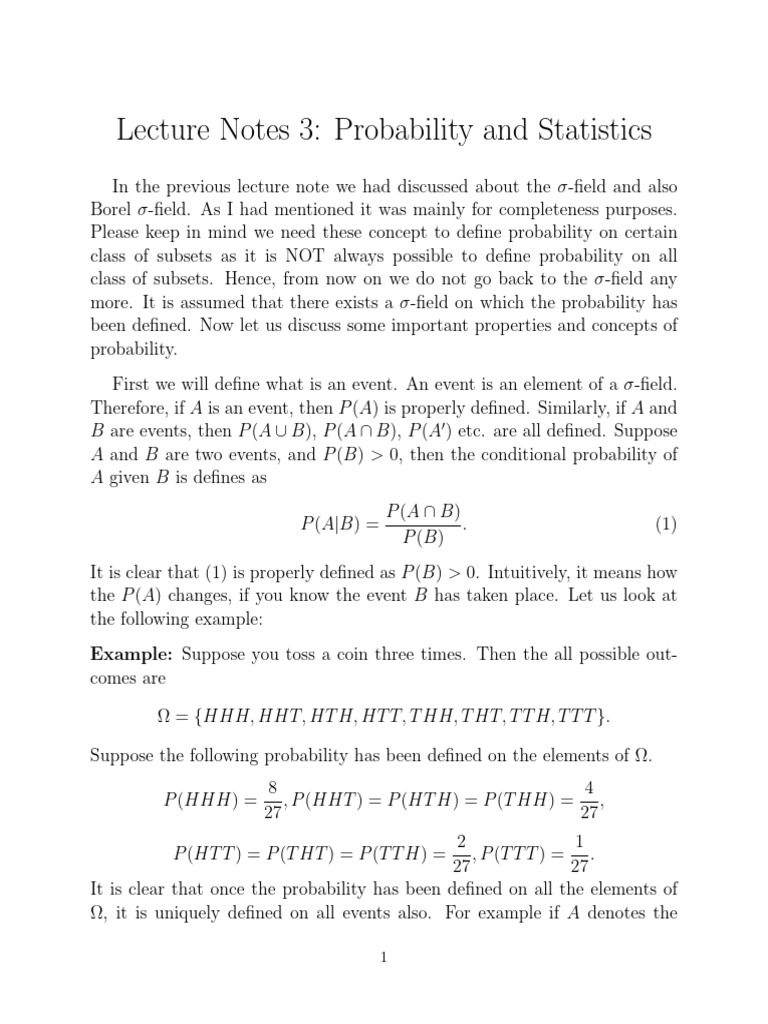 Lec Note 3 2025 | PDF | Probability | Multiple Choice