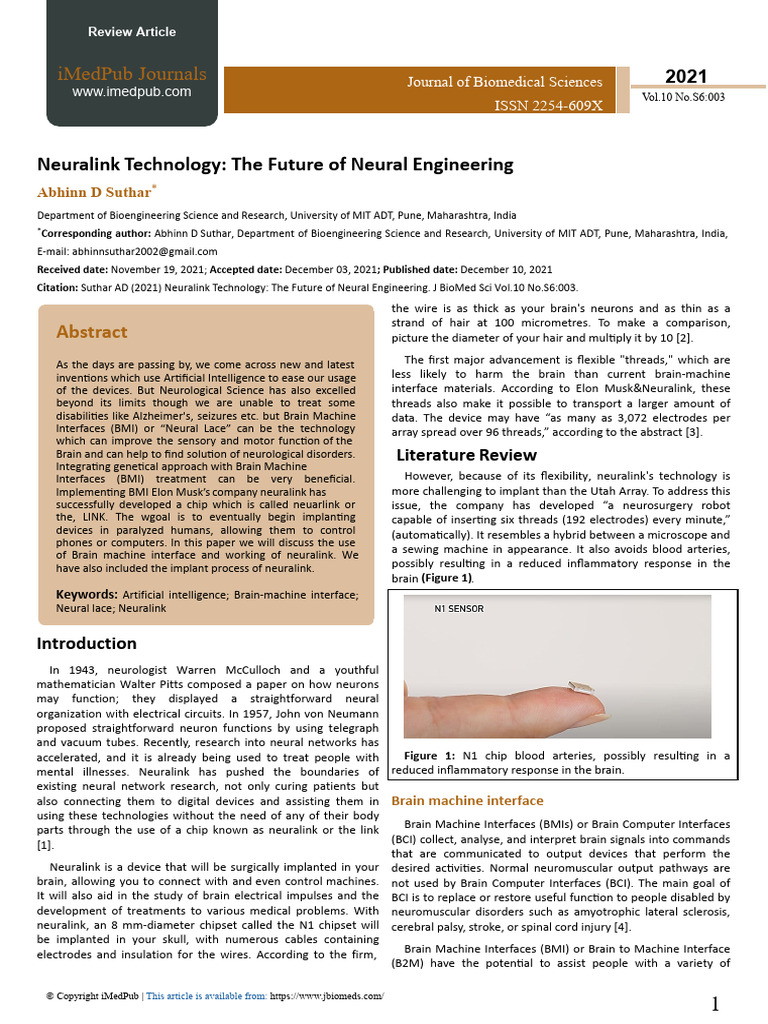 Neuralink Technology The Future of Neural Engineering | PDF | Brain | Neuroscience