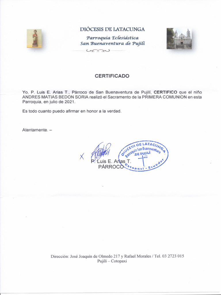 Partida de Comunión de ANDRES | PDF
