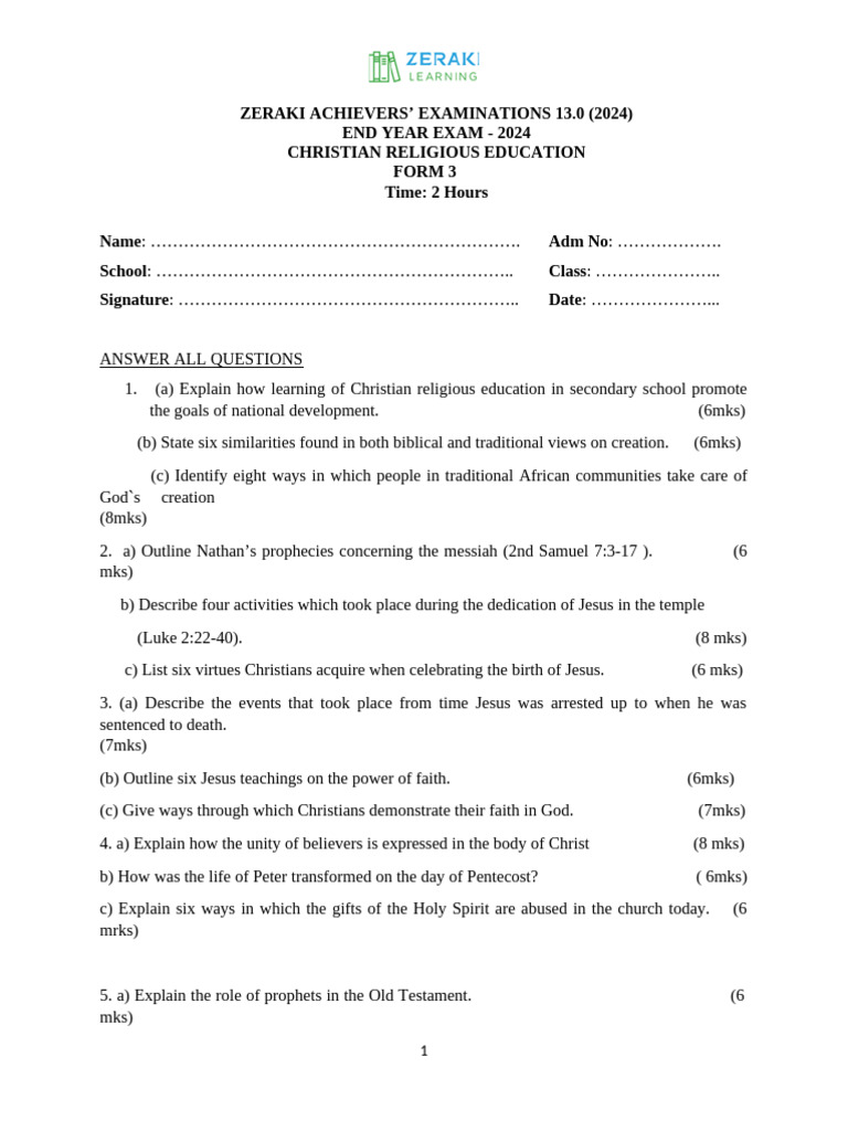 CRE - Question Paper | PDF