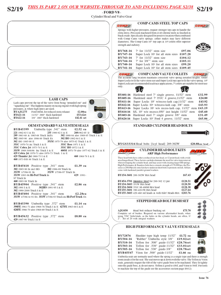 Valve Collets and Cylinder Head Kits | PDF | Engines | Internal ...