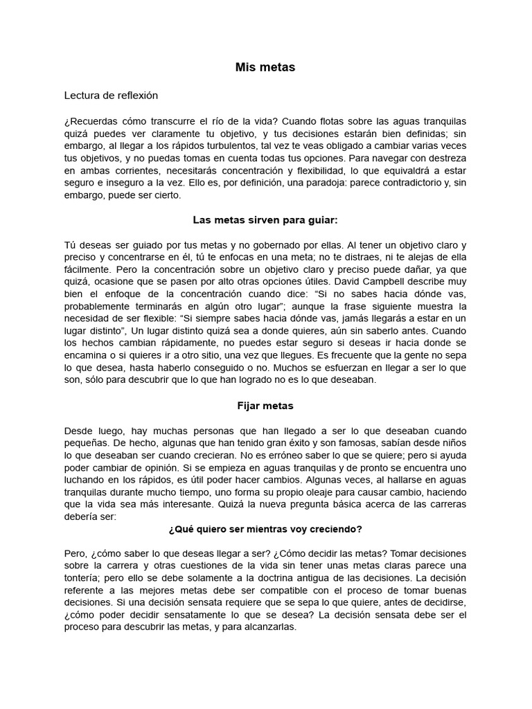 Cómo Fijar Metas Efectivas en la Vida | PDF
