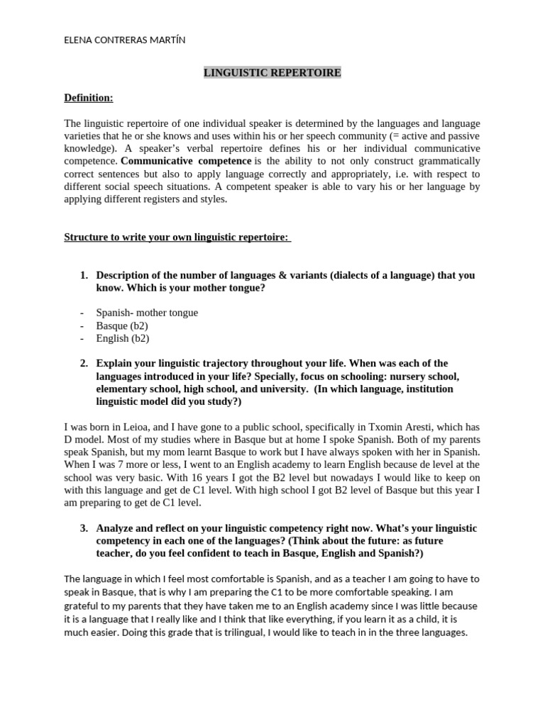 Linguistic Repertoire - Structure | PDF | Linguistics | English Language
