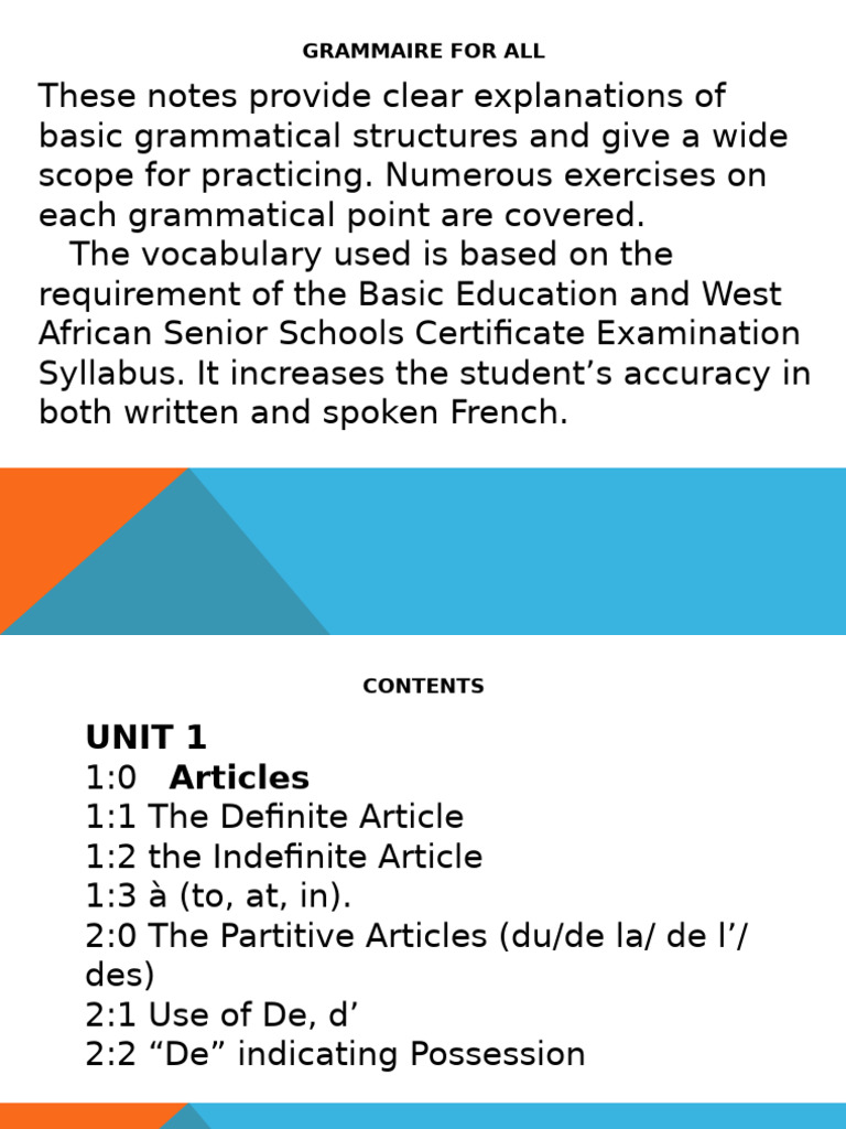 French Grammar Basics: Articles Explained | PDF | Grammatical Gender ...