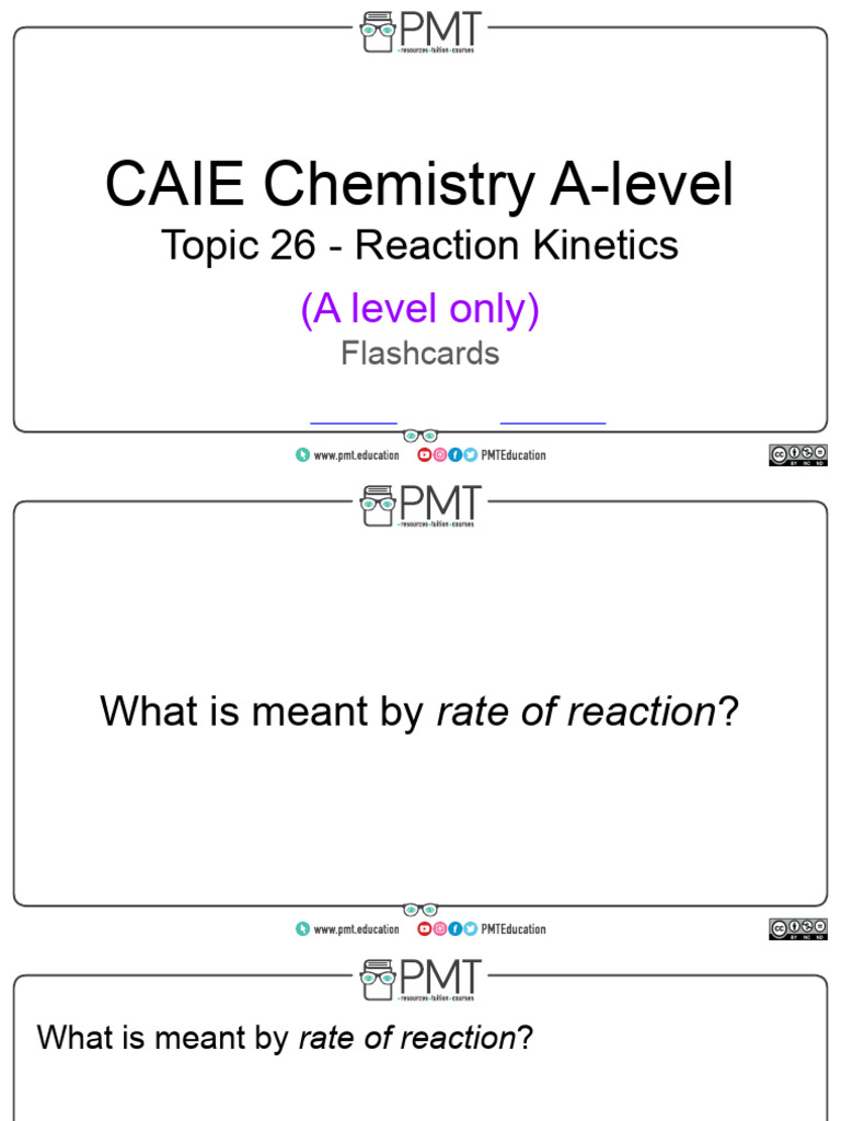 Flashcards - Topic 26 Reaction Kinetics - CAIE Chemistry A-Level | PDF ...