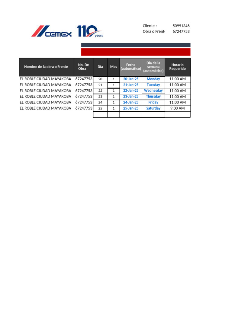 Programación de Concretos Cemex | PDF