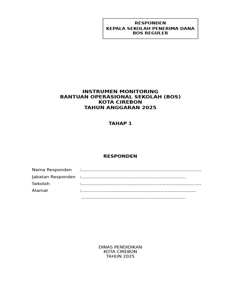 Instrumen Monev BOSP - Tahap 2 2024 - Tahap 1 2025 | PDF