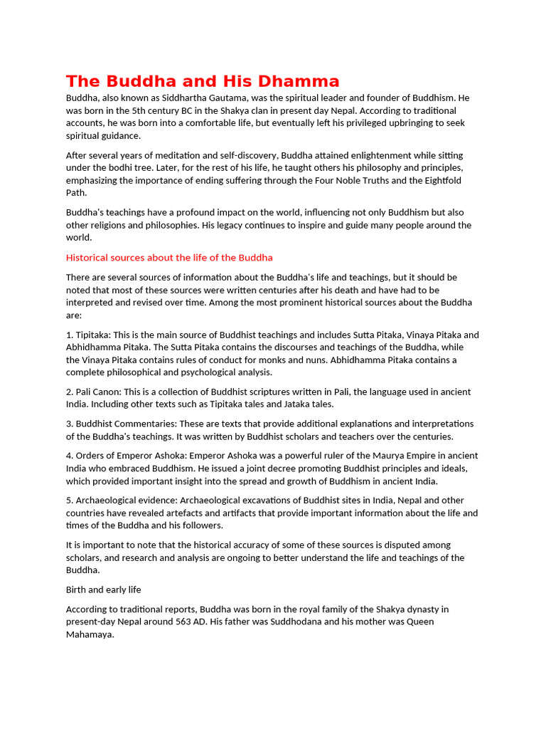 The Buddha and His Dhamma | PDF | Four Noble Truths | Enlightenment In Buddhism