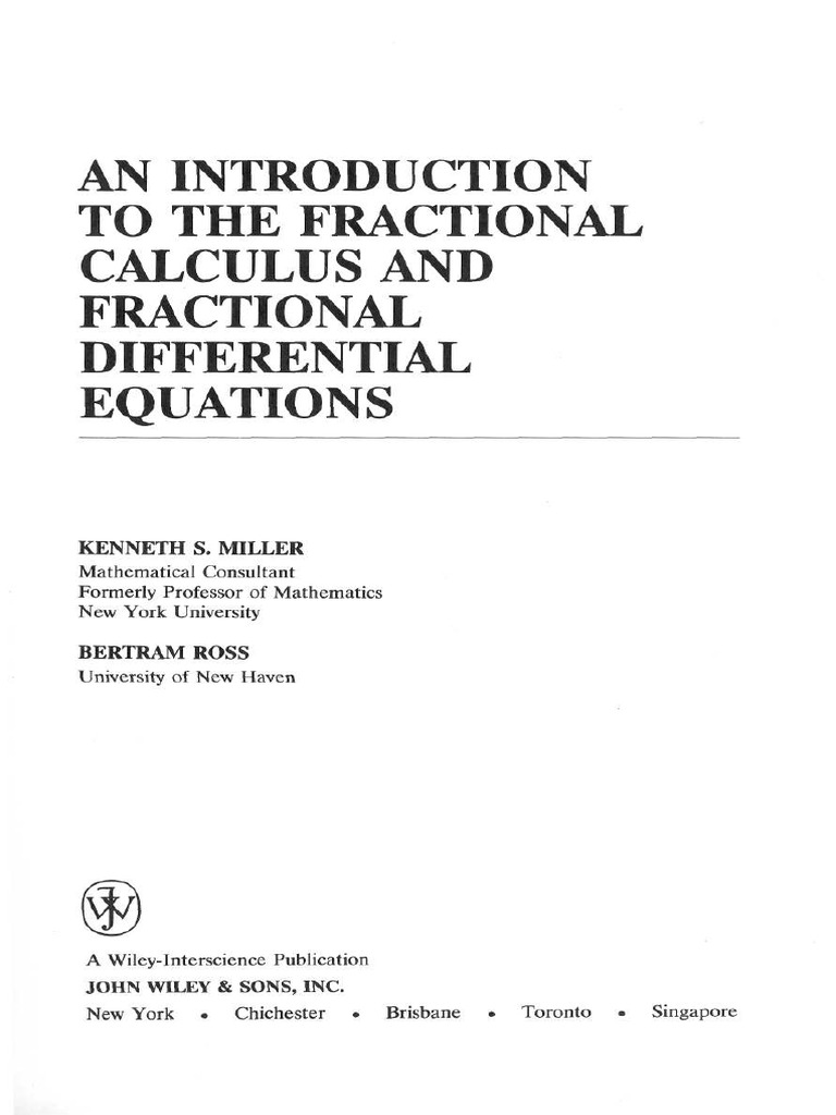 Introduction to Fractional Calculus | PDF | Equations | Ordinary ...