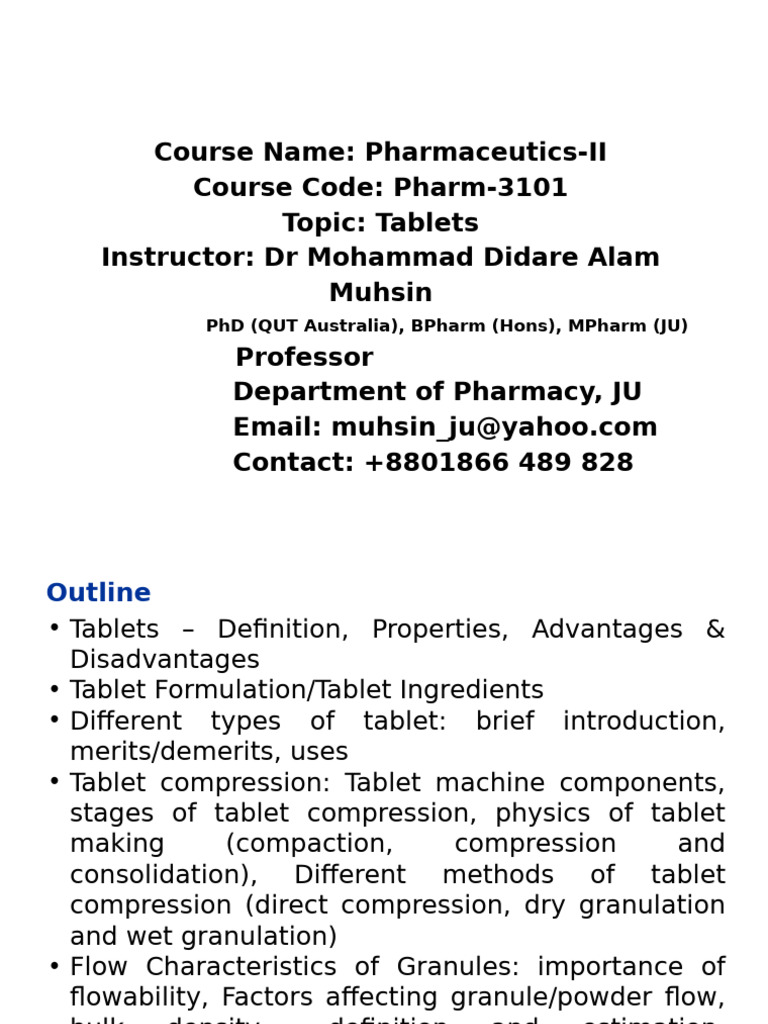01...Tablets | PDF | Tablet (Pharmacy) | Pharmaceutical Formulation