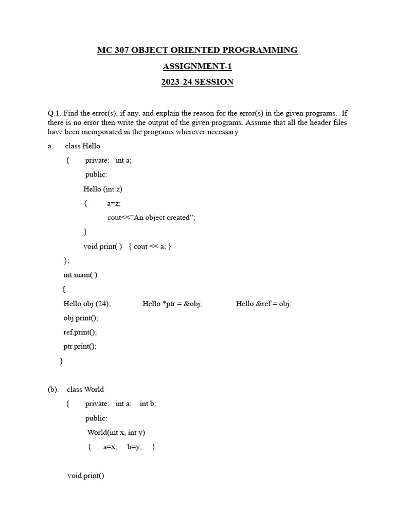 MC 307 Assignment-1 | PDF | Computer Programming | Software Engineering
