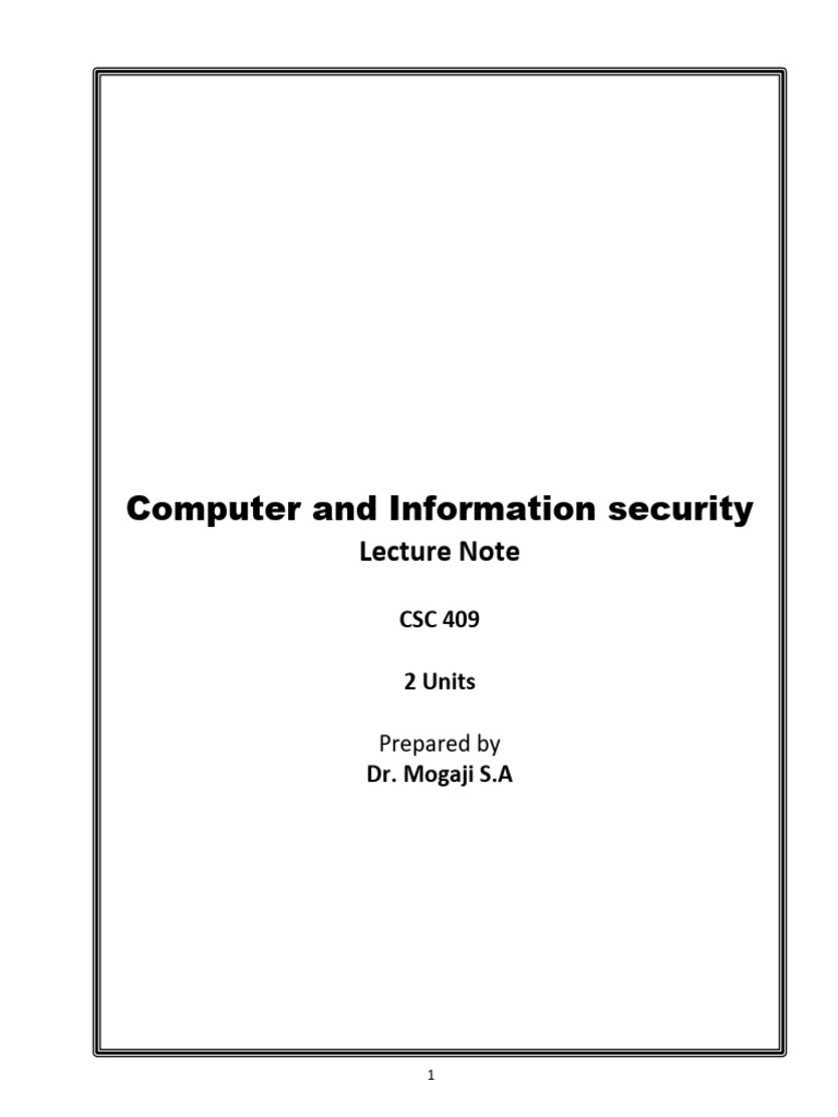 CSC 409 Computer and Information Security by Mogaji | PDF ... CSC 409 Computer and Information Security by Mogaji | PDF ...