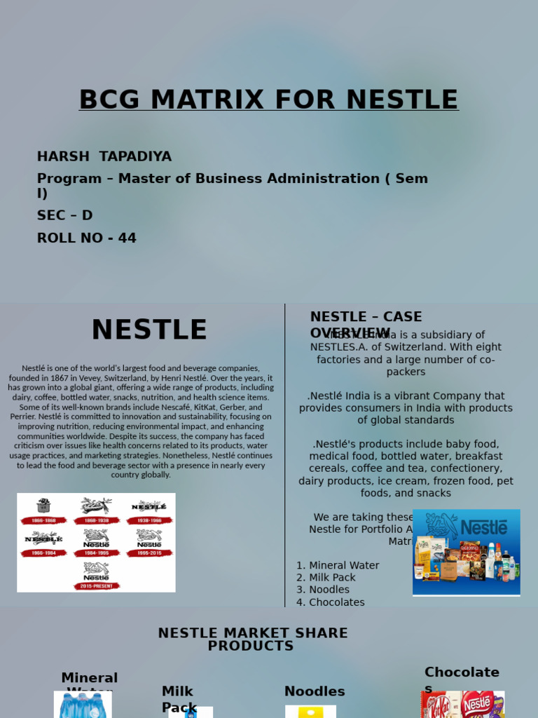 BCG Matrix For Nestle | PDF | Nestlé | Food Industry