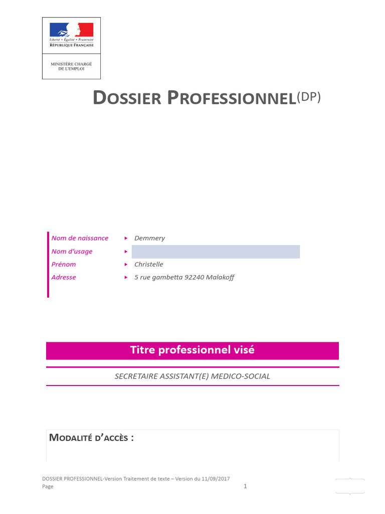 Dossier Professionnel Secrétaire Médical | PDF | Médecin | Soins de santé