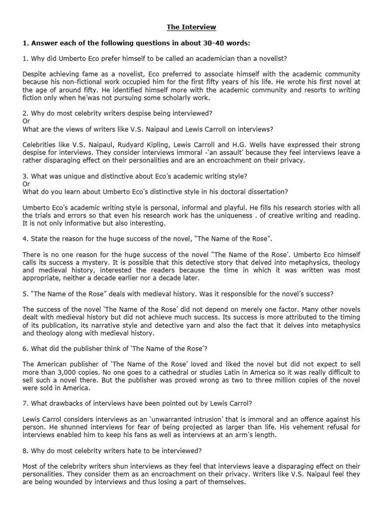 The Interview | PDF | Novels