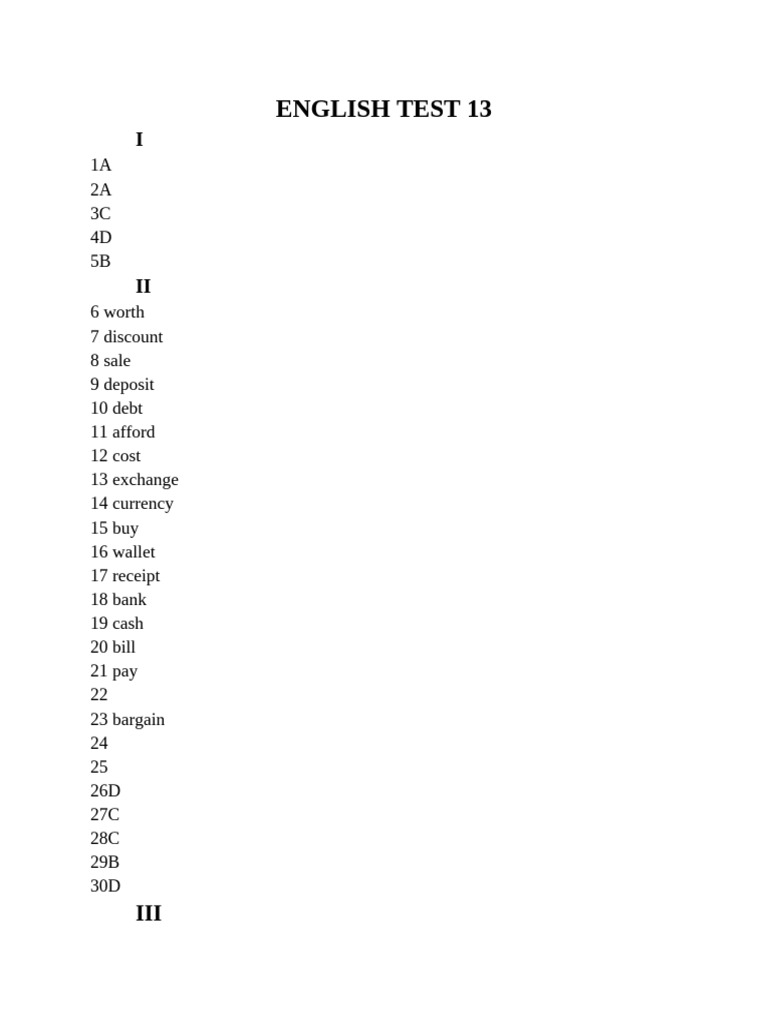 English Test 13 | PDF