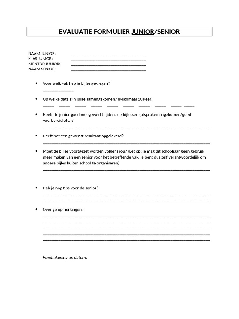 Evaluatieformulier Junior (1) | PDF