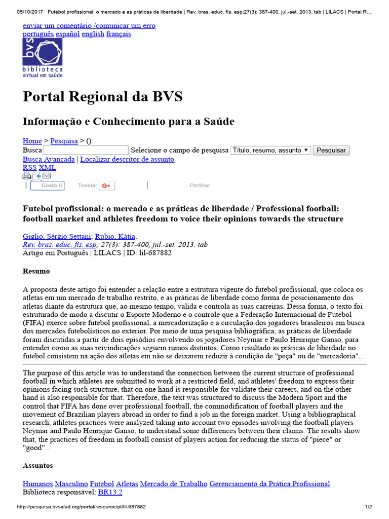 Futebol profissional_ o mercado e as práticas de liberdade _ Rev. bras. educ. fís. esp;27(3 ...