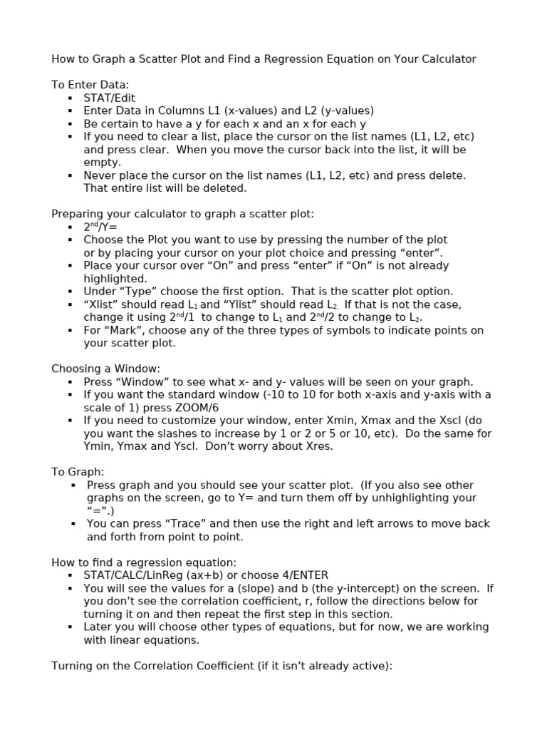 How To Graph A Scatter Plot and Find A Regression Equation On Your ...