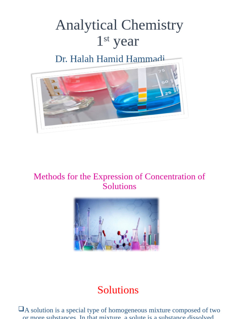 Analytical Chemistry PPT Lecturemolarity | PDF | Concentration | Mole (Unit)