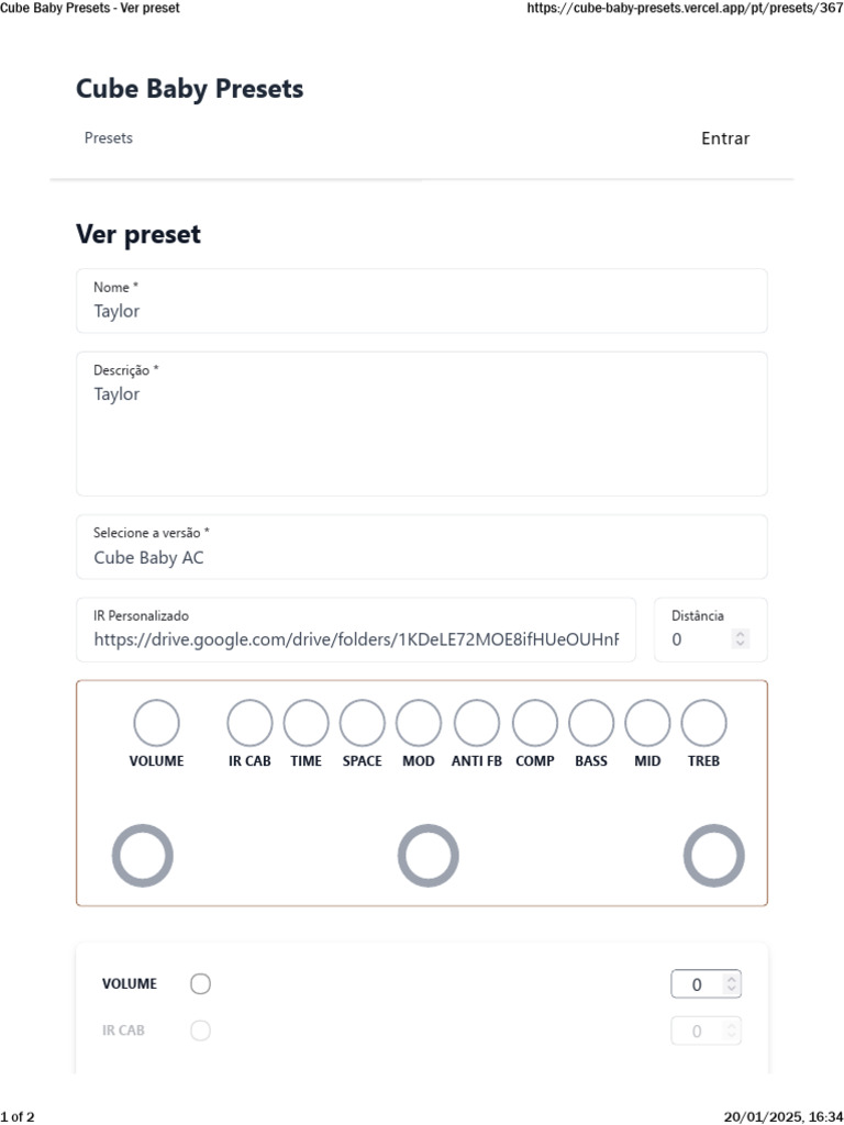 Cube Baby Presets - Ver Preset | PDF