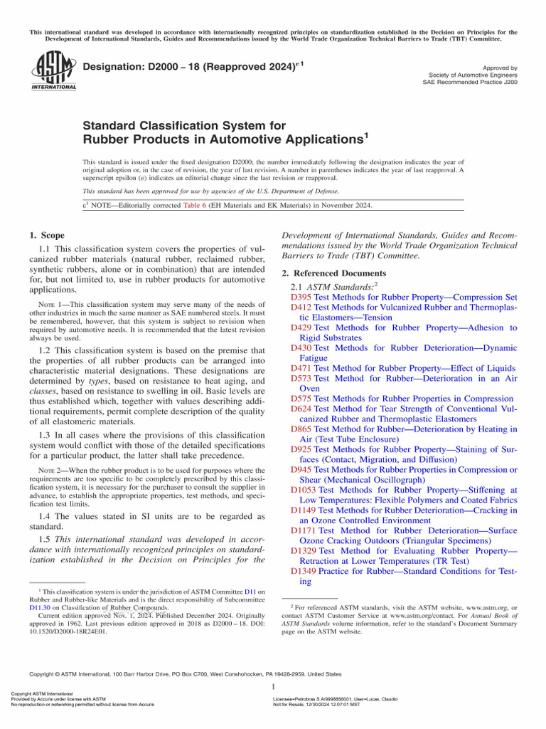ASTM D2000-18 | PDF