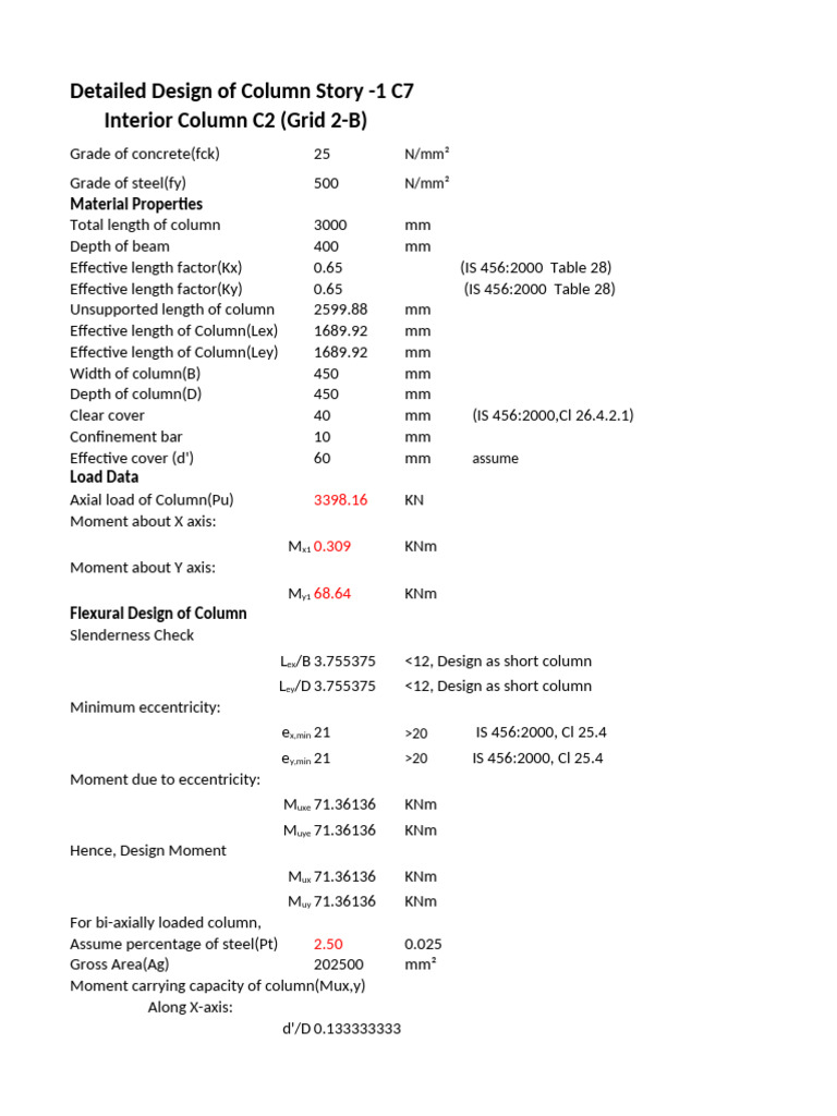 Column Design and Analysis Report | PDF | Solid Mechanics | Mechanics