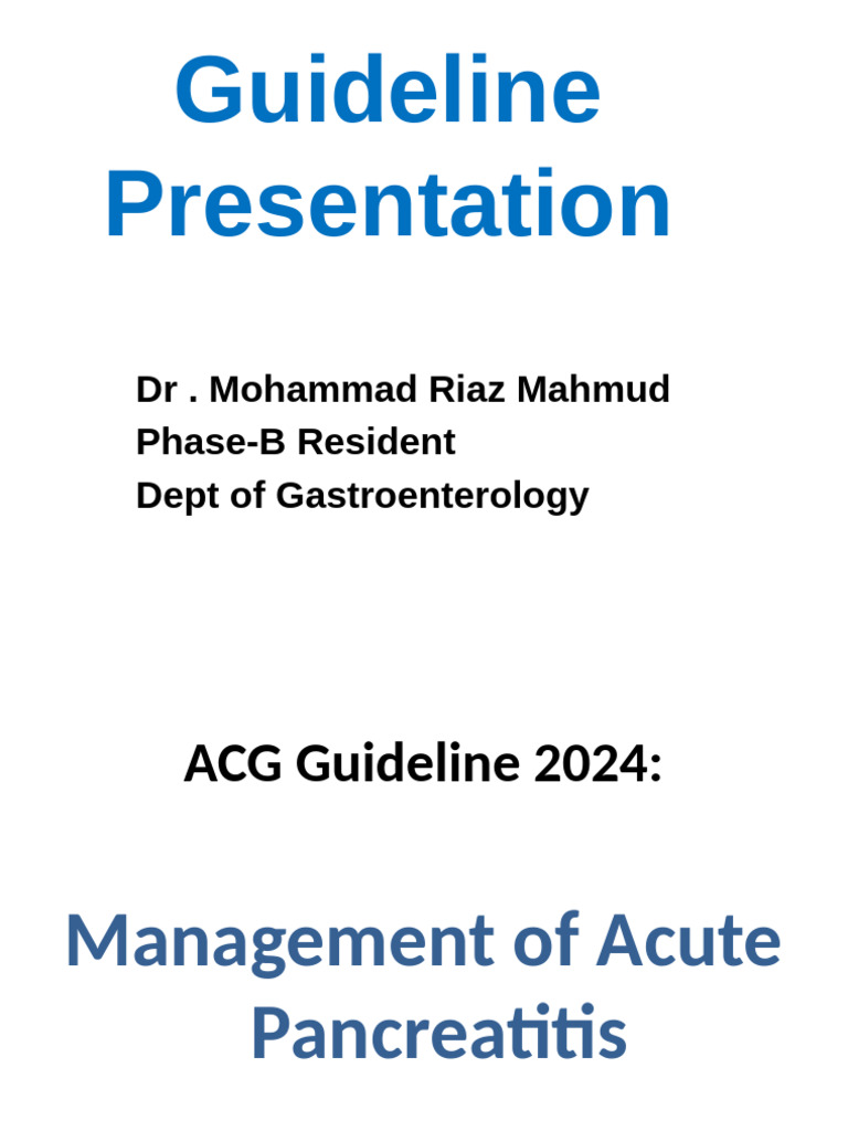 Acute Pancreatitis Management Guidelines | PDF | Medical Specialties ...