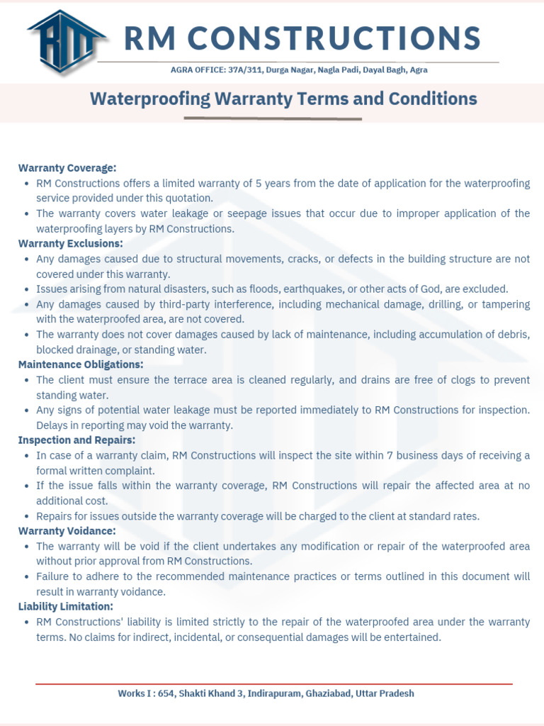 Waterproofing Warranty Guide | PDF