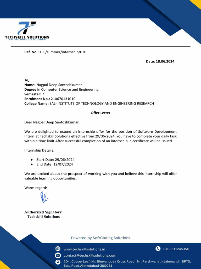 Compony Offer Letter | PDF