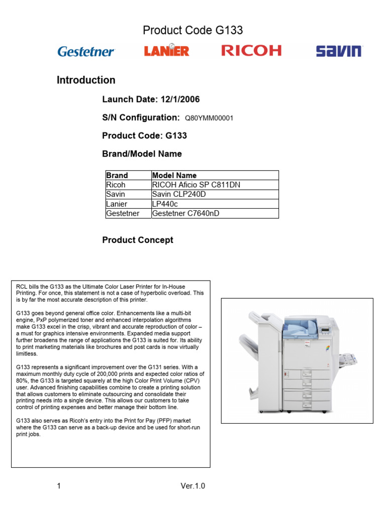 G133_PSG_Ver1 | PDF | Printer (Computing) | Paper