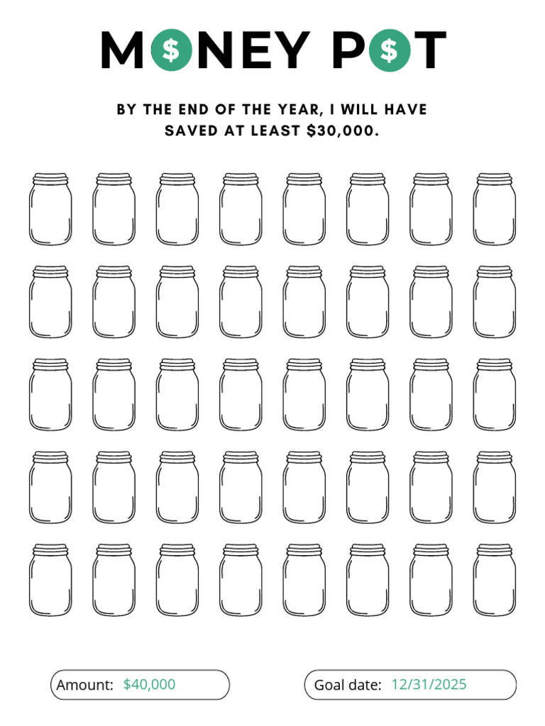 Minimalist Savings Tracker Planner Worksheet | PDF
