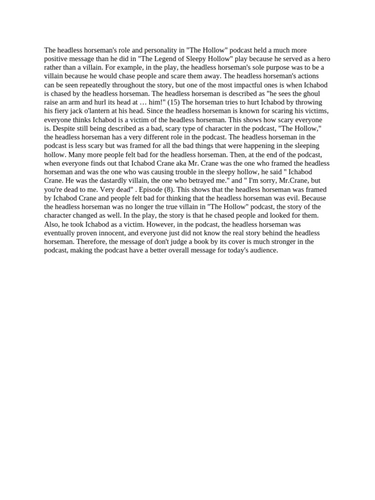 Headless Horseman: Hero vs. Villain | PDF