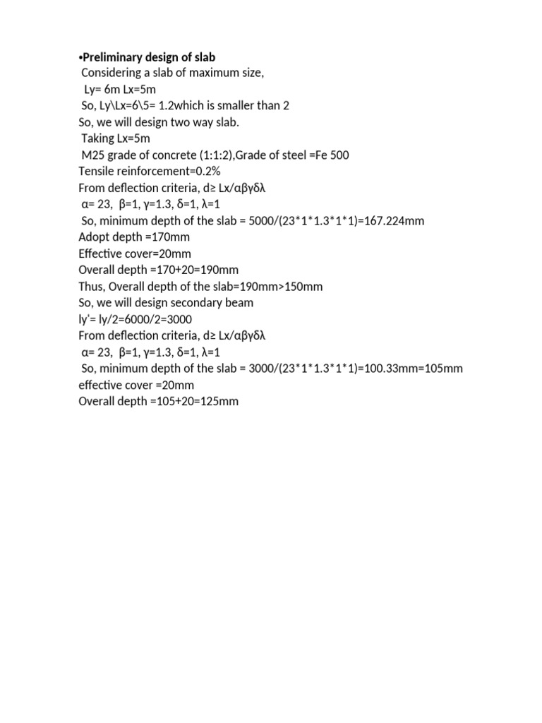 Preliminary Design of Slab | PDF